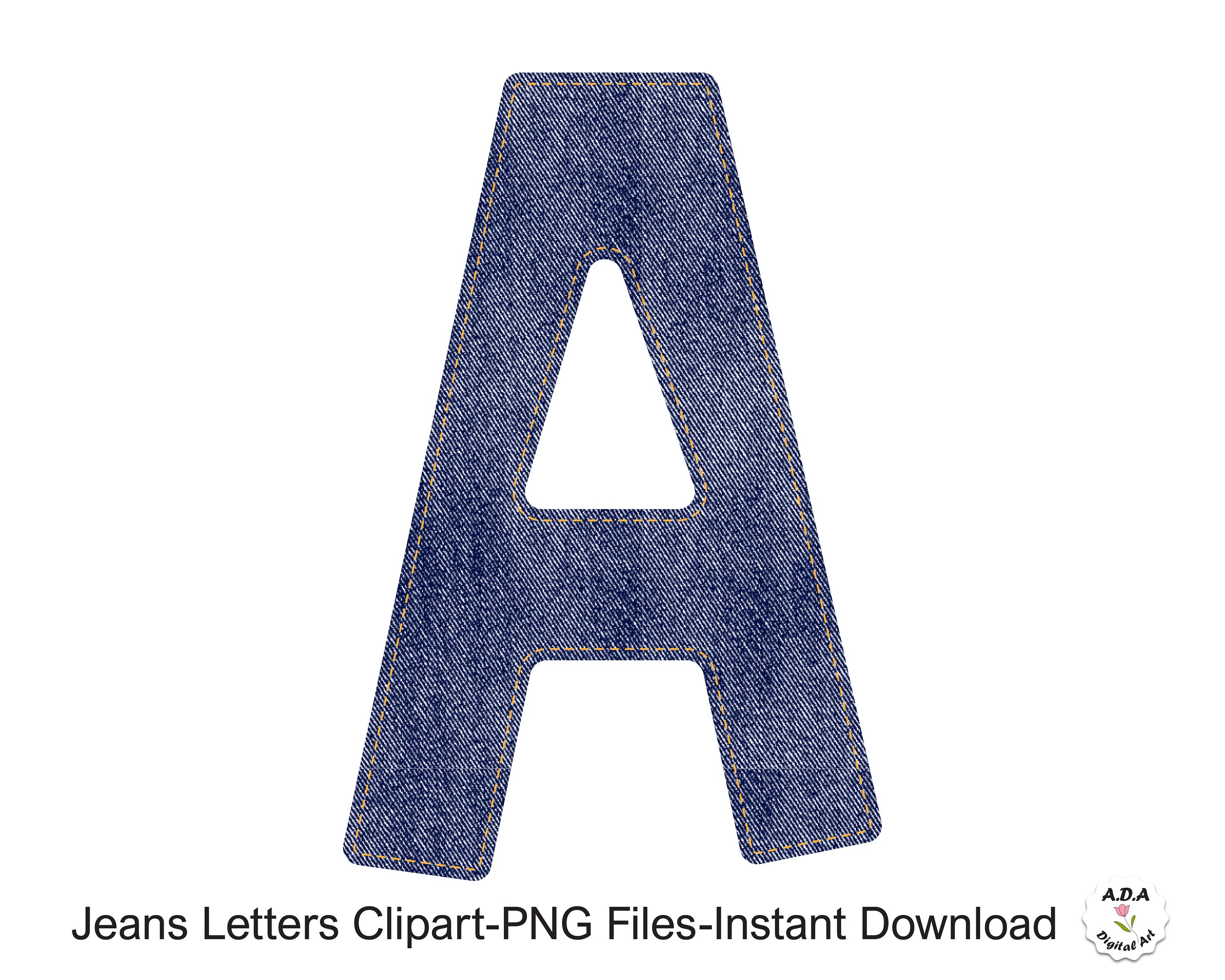 Jeans Alphabet Clipart, Scrapbook Alphabet Clip Art, Jeans Texture ...