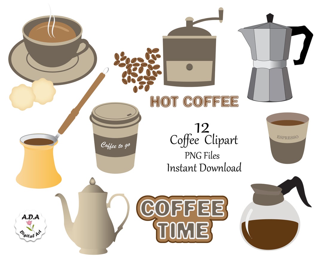 Coffee Clipart, Coffee Clip Art, Clipart Set of Coffee, Cup of Coffee ...