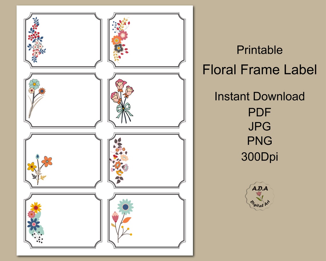 Floral Frame Label Tag Clipart, Fancy Name Tag Clipart, Floral Frame ...