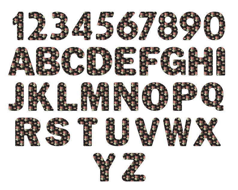 Floral Letters and Numbers Vector, Bloom Alphabet Clipart, Numbers Clip ...