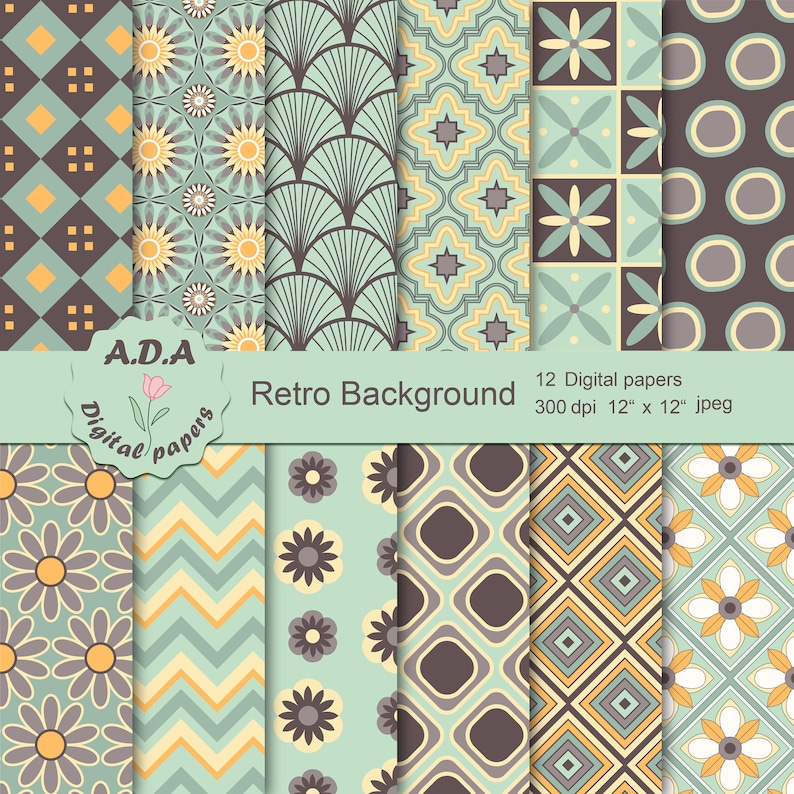 Retro Paper Pack Retro Scrapbook Paper Retro Background - Etsy
