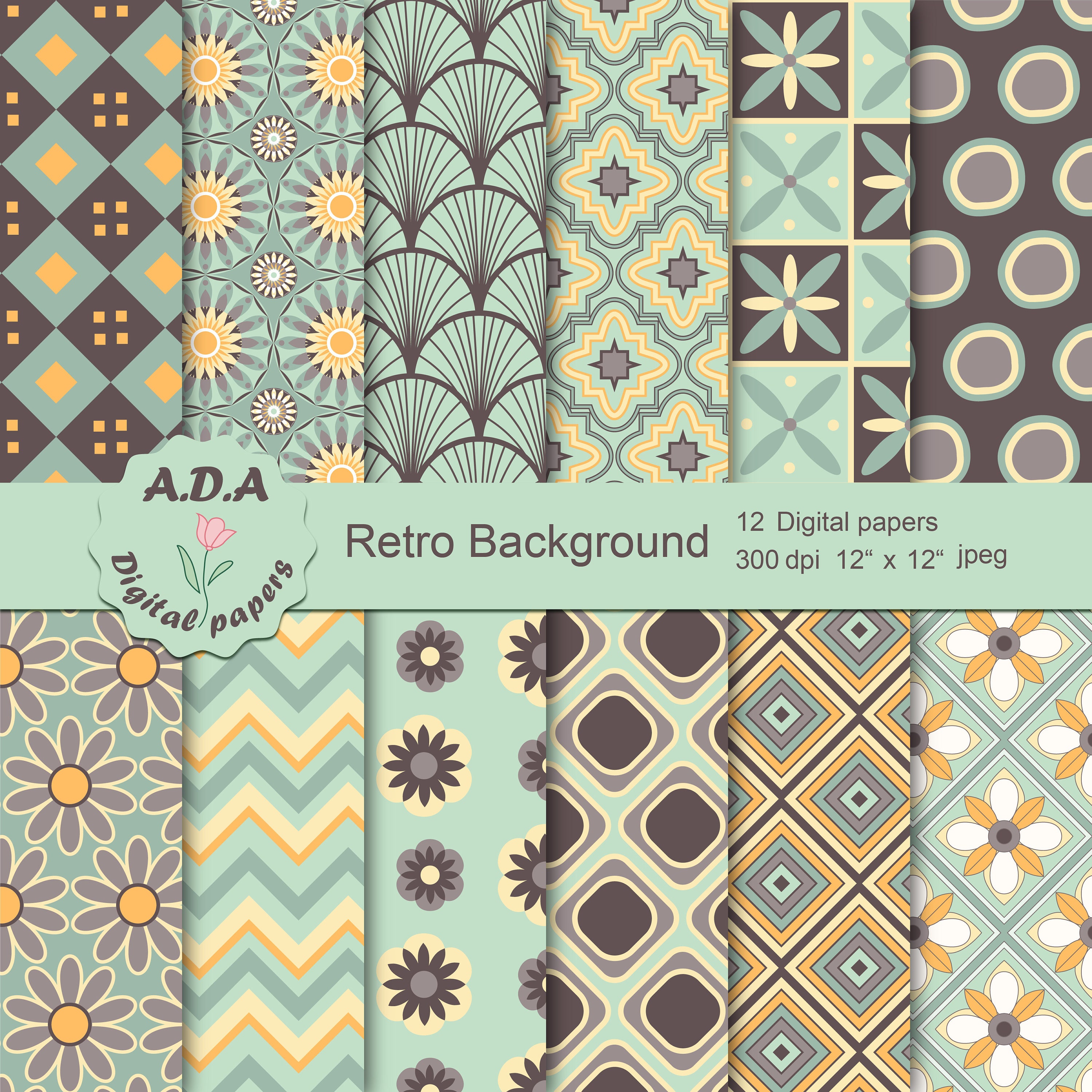 Retro Paper Pack Retro Scrapbook Paper Retro Background - Etsy