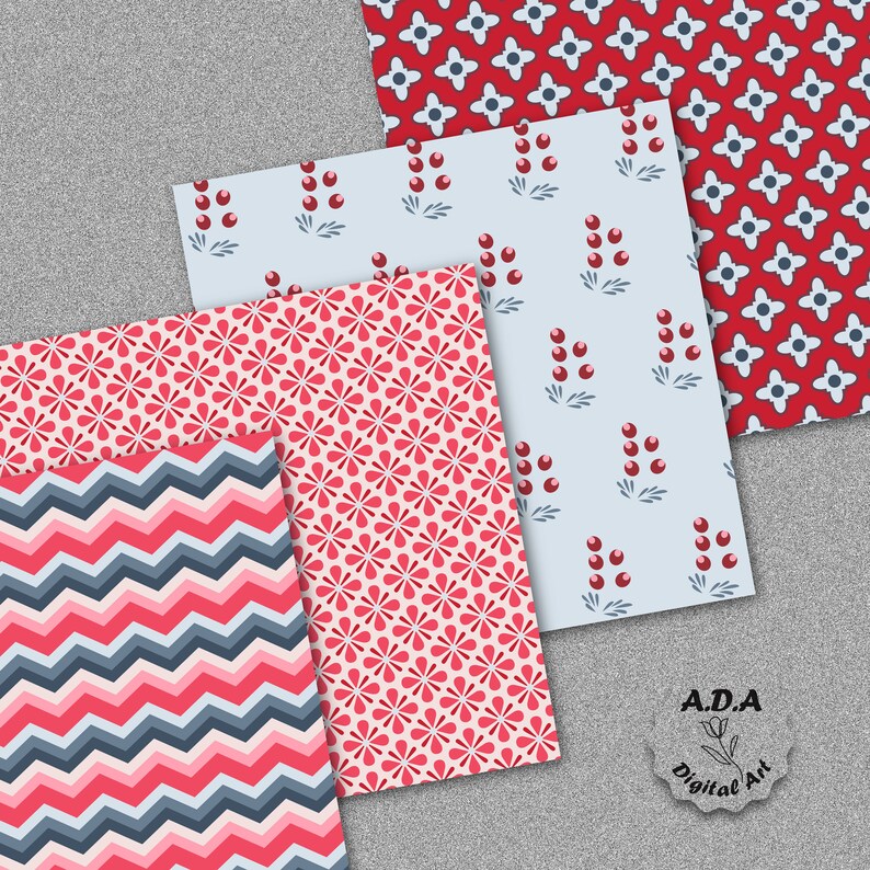 Red and Blue Digital Paper Pack Scrapbooking Papers Red and - Etsy