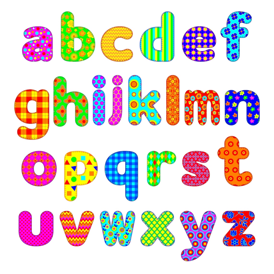Alphabet Clipart, Colorful Alphabet Letter Clip Art, Upper and ...