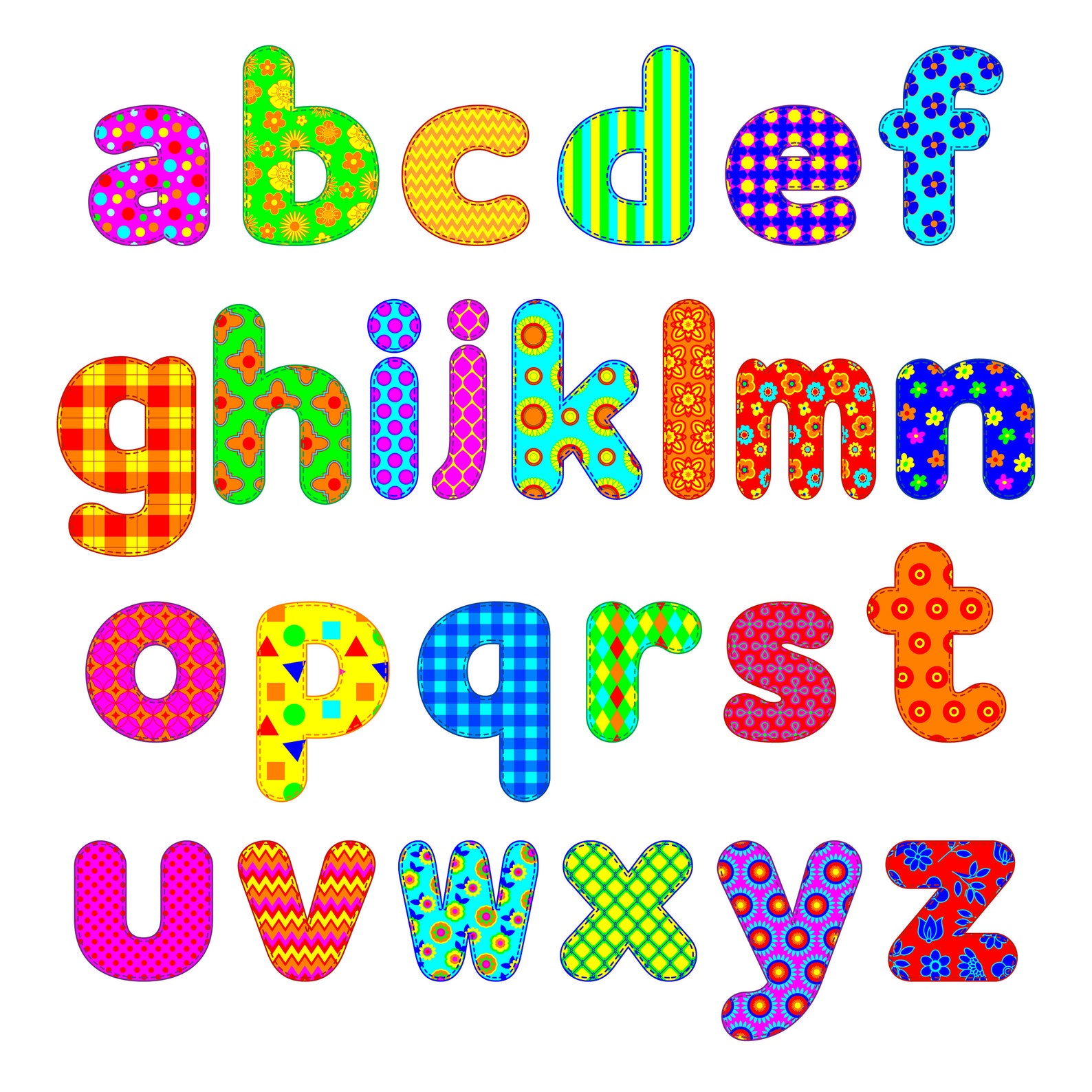 Alphabet Clipart, Colorful Alphabet Letter Clip Art, Upper and ...