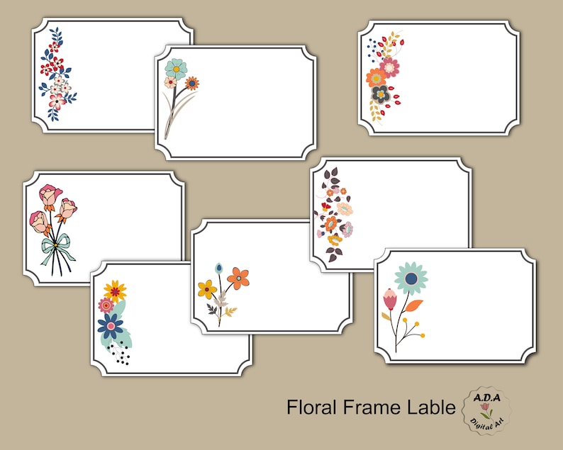 Floral Frame Label Tag Clipart, Fancy Name Tag Clipart, Floral Frame ...