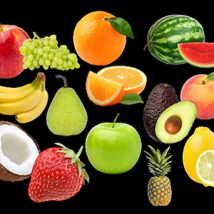Fruit Clipart, Fruit Clip Art, Banana, Orange, Watermelon, Avocado ...