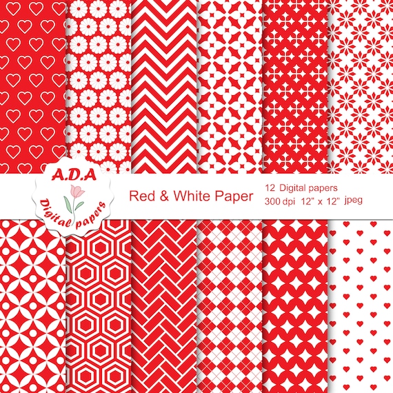 Red and White Digital Paper Pack Red Scrapbooking Paper Red - Etsy