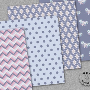 Blue and Pink Digital Paper, Pastel Butterfly Scrapbook Paper, Floral ...