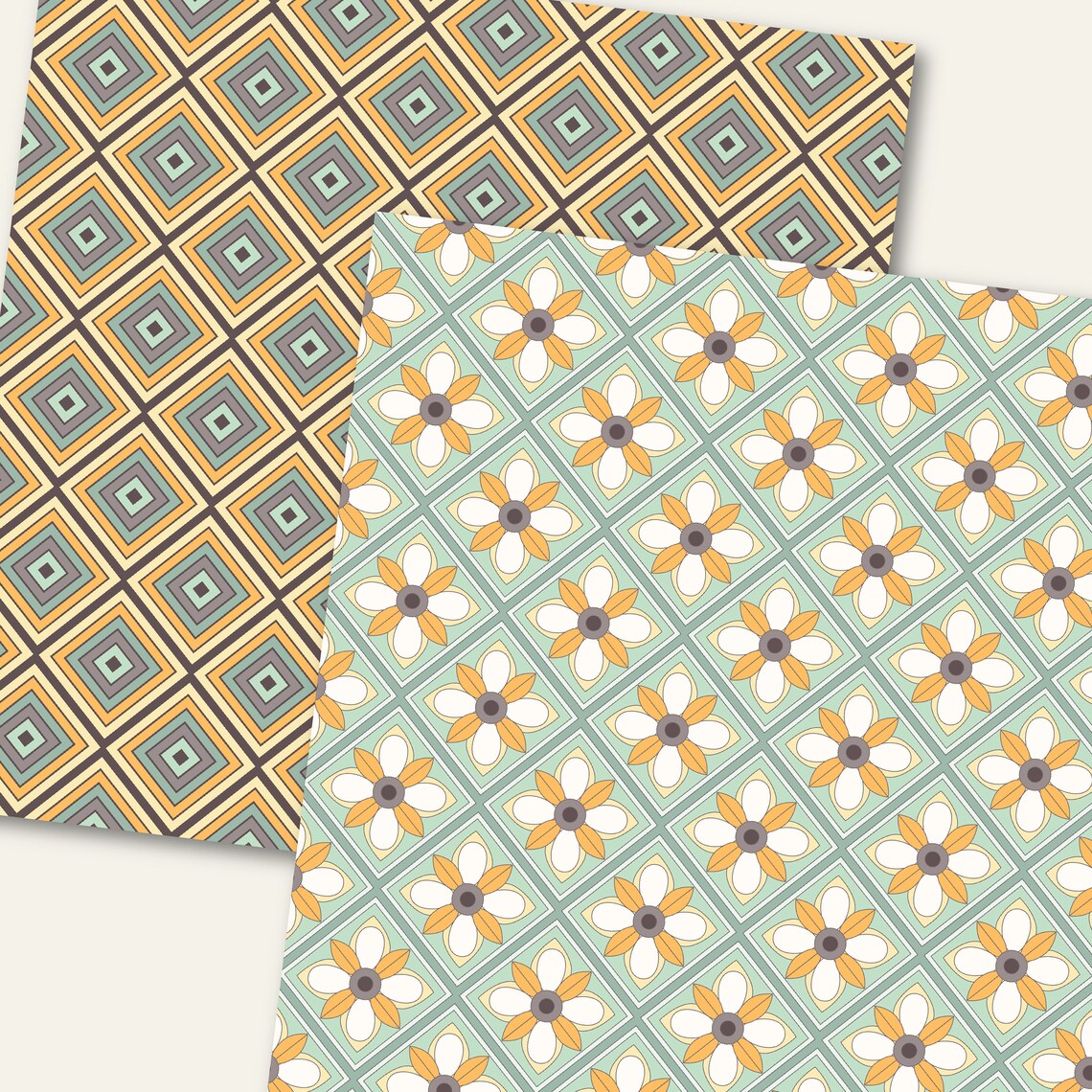 Retro Paper Pack Retro Scrapbook Paper Retro Background - Etsy