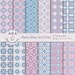 Retro Blue and Pink Digital Paper Pack, Floral Scrapbooking Paper, Blue ...