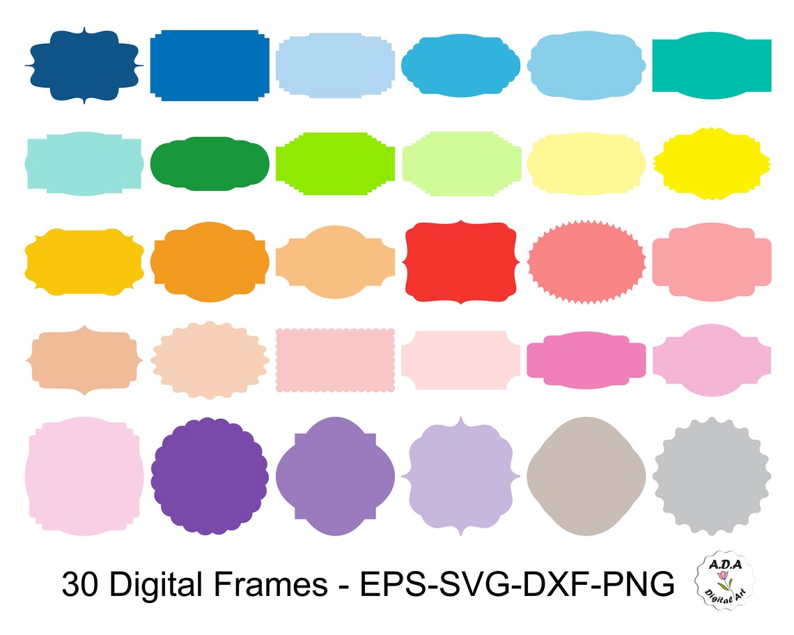 Frame Clipart, 30 Frames Vector Clip Art, Scallop Frame Clipart, Tag ...