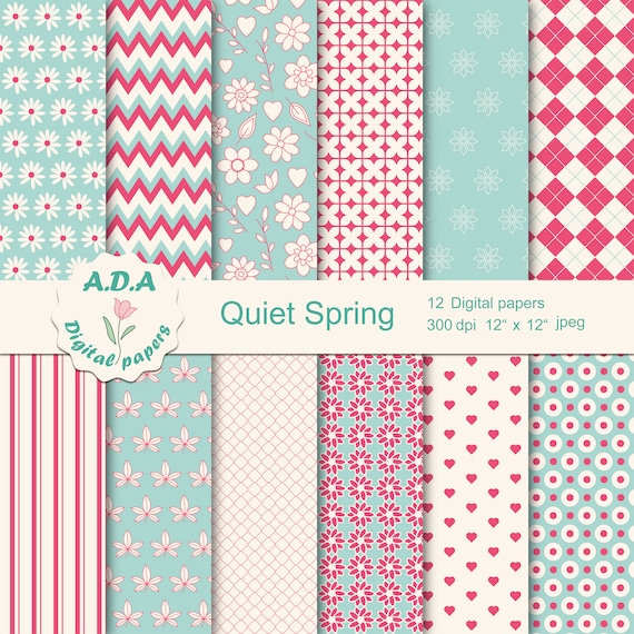 Red and Blue Digital Paper Pack Red and Light Blue Scrapbook - Etsy