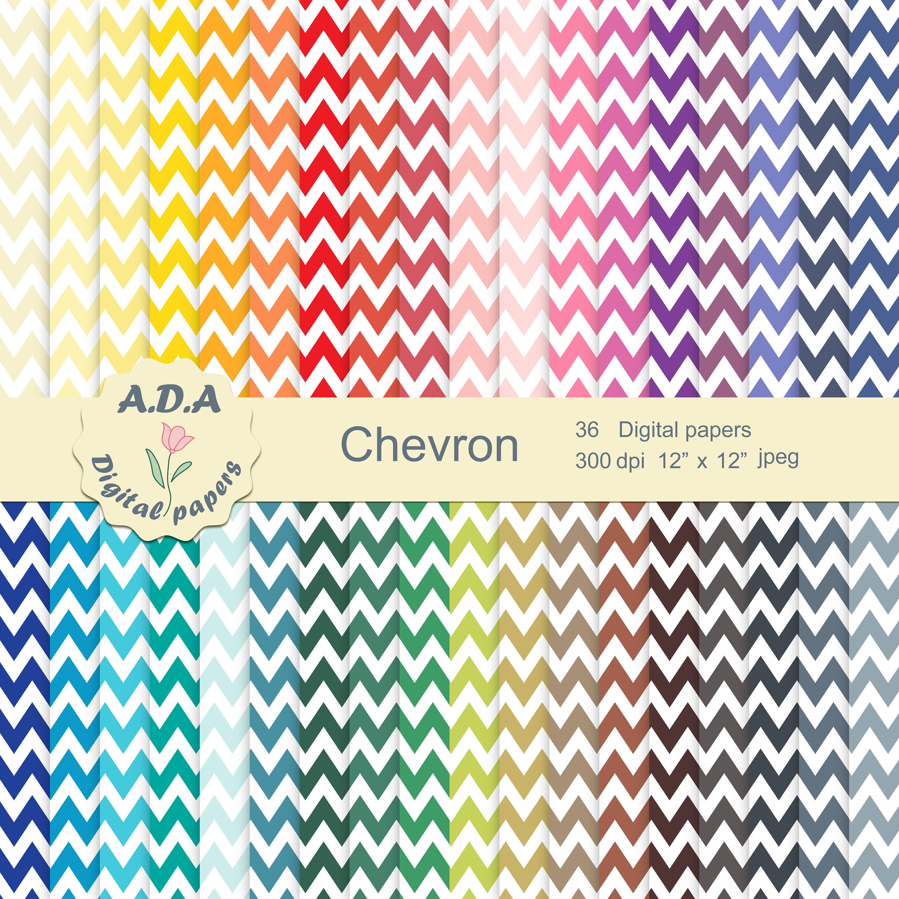 Chevron Printable Digital Paper Pack, Chevron Pattern, Chevron ...