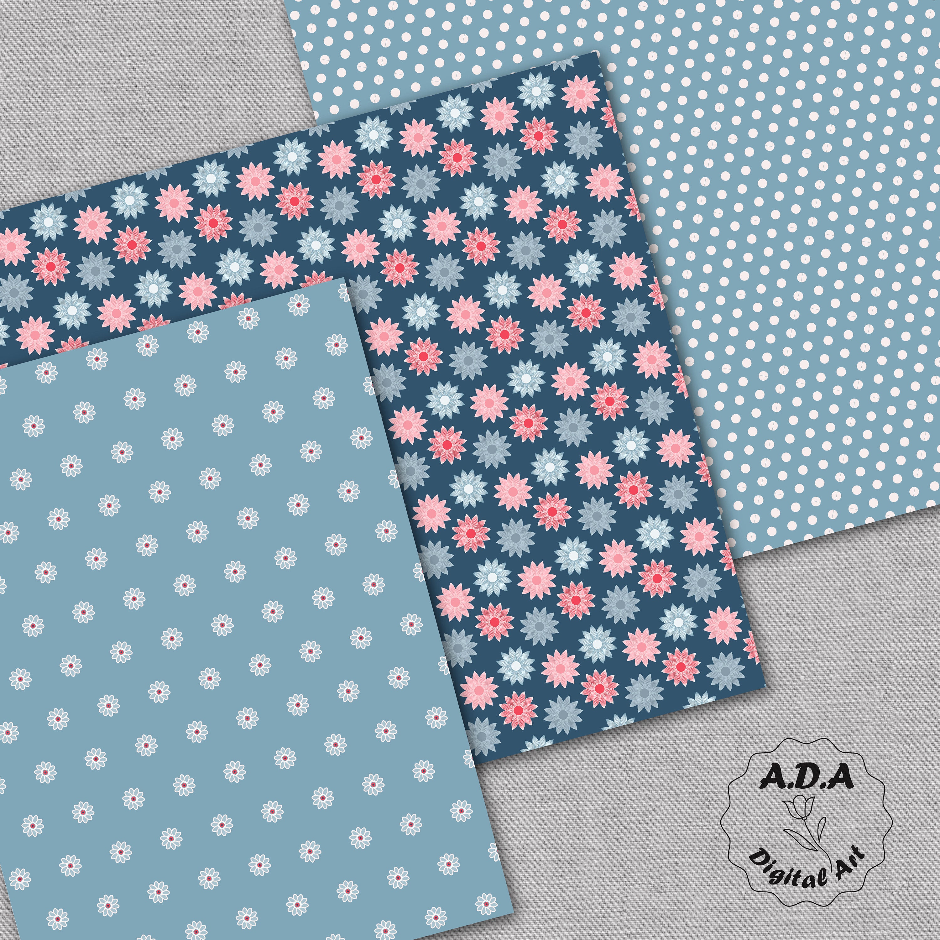 Blue Digital Paper Pack, Light Blue Scrapbook Paper, Blue Background ...