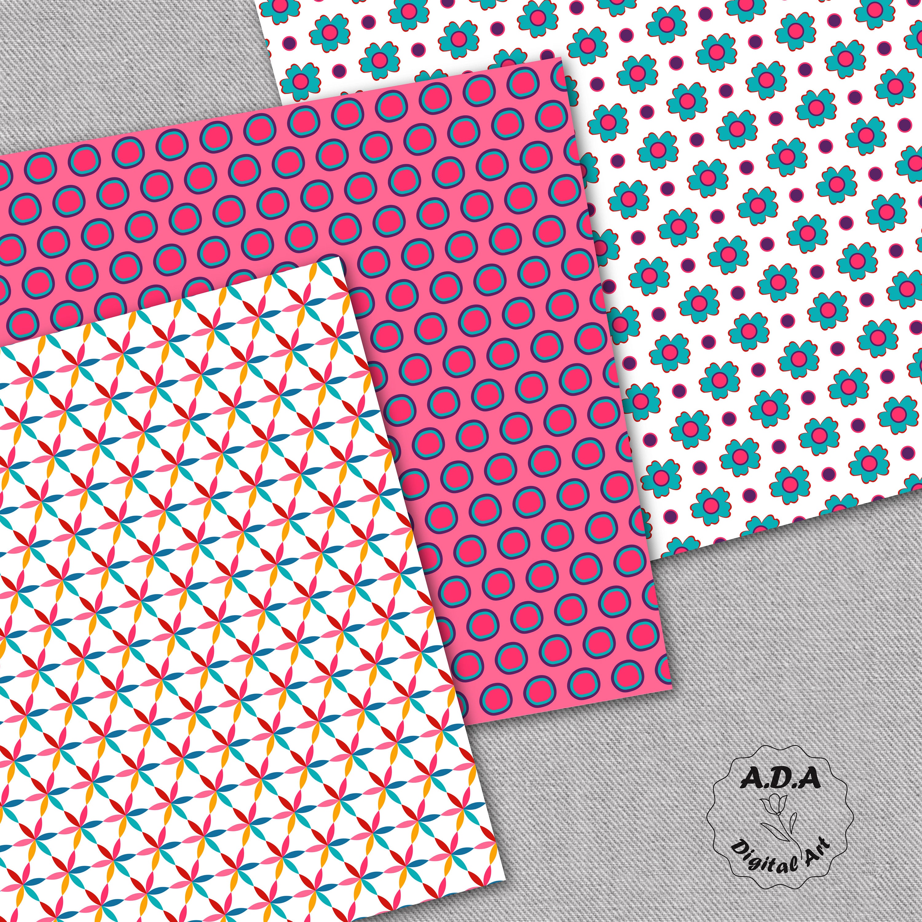 Colorful Spring Flowers Digital Paper Pack, Floral Scrapbooking Paper ...