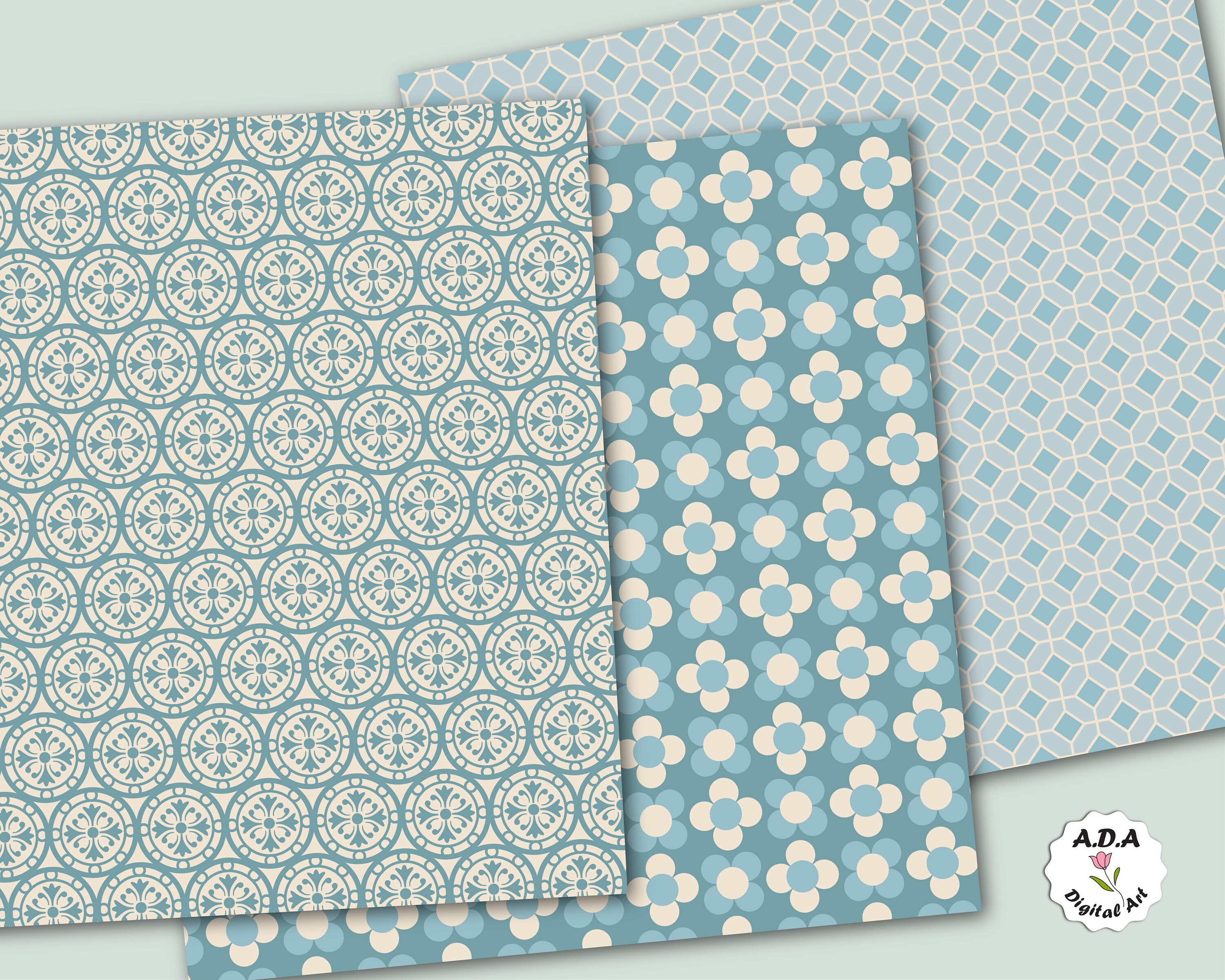 Retro Blue Paper, Blue Vintage Background, Retro Blue Scrapbook Paper ...