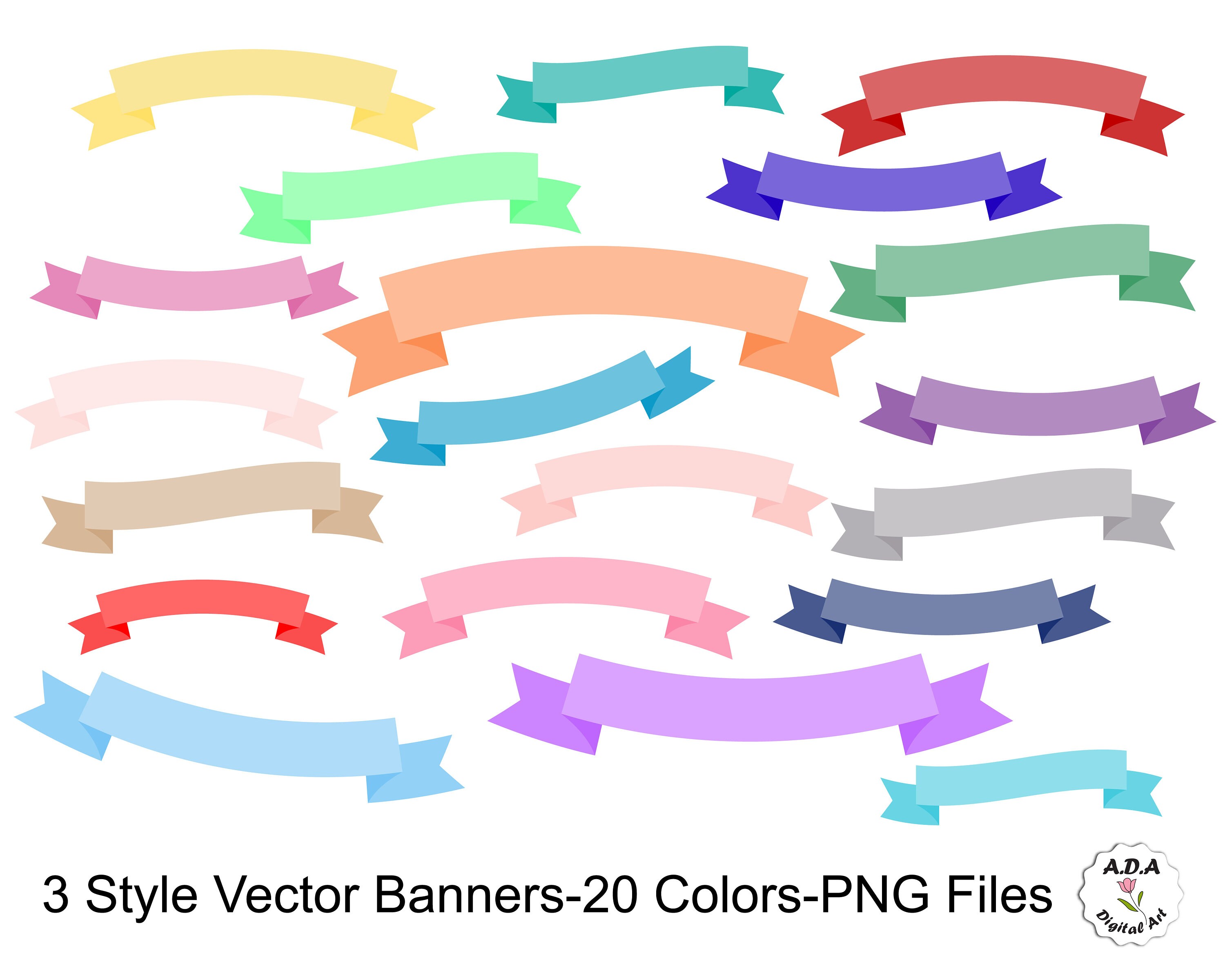 Banner Vector Clipart, Colored Banner Clip Art, Colored Label Clipart ...