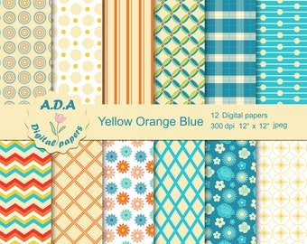 Orange and Pink Digital Paper Pack, Orange and Pink Scrapbooking Paper ...