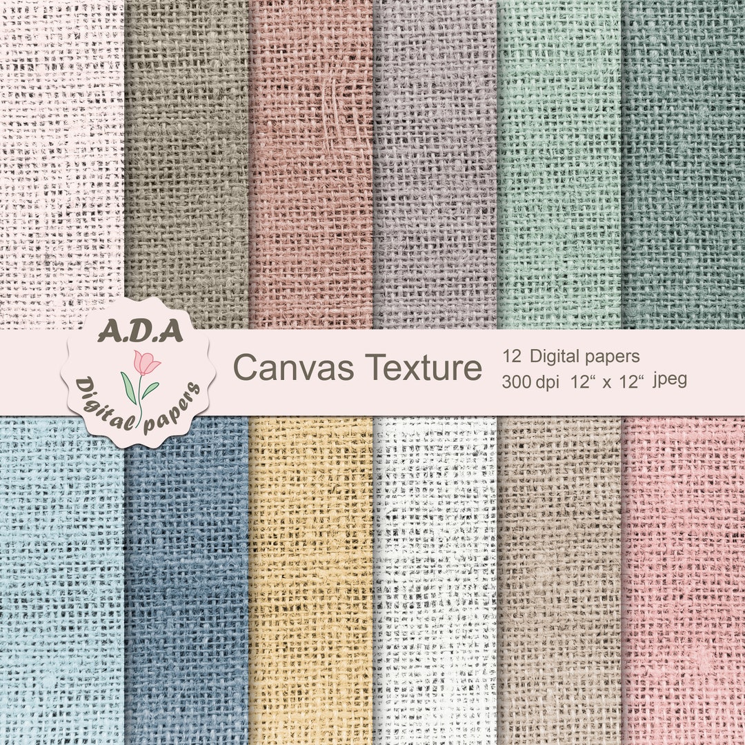 Canvas Texture Printable Digital Paper Pack, Fabric Linen Texture ...