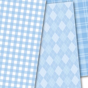 Light Blue Plaid Digital Paper Pack, Baby Blue Plaid Background ...