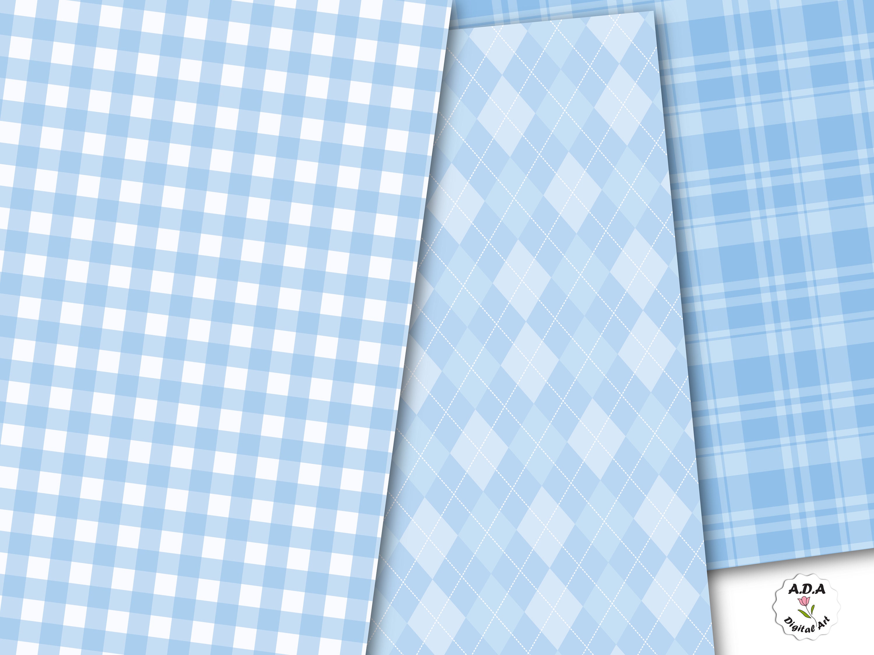 Light Blue Plaid Digital Paper Pack Baby Blue Plaid - Etsy