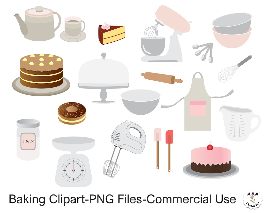 Baking Kitchen Tool Clipart, Baking Clip Art, Clipart Set of Baking ...