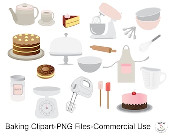 Baking Clipart Set, Cake Clipart, Digital Clip Art, Kitchen Clipart ...