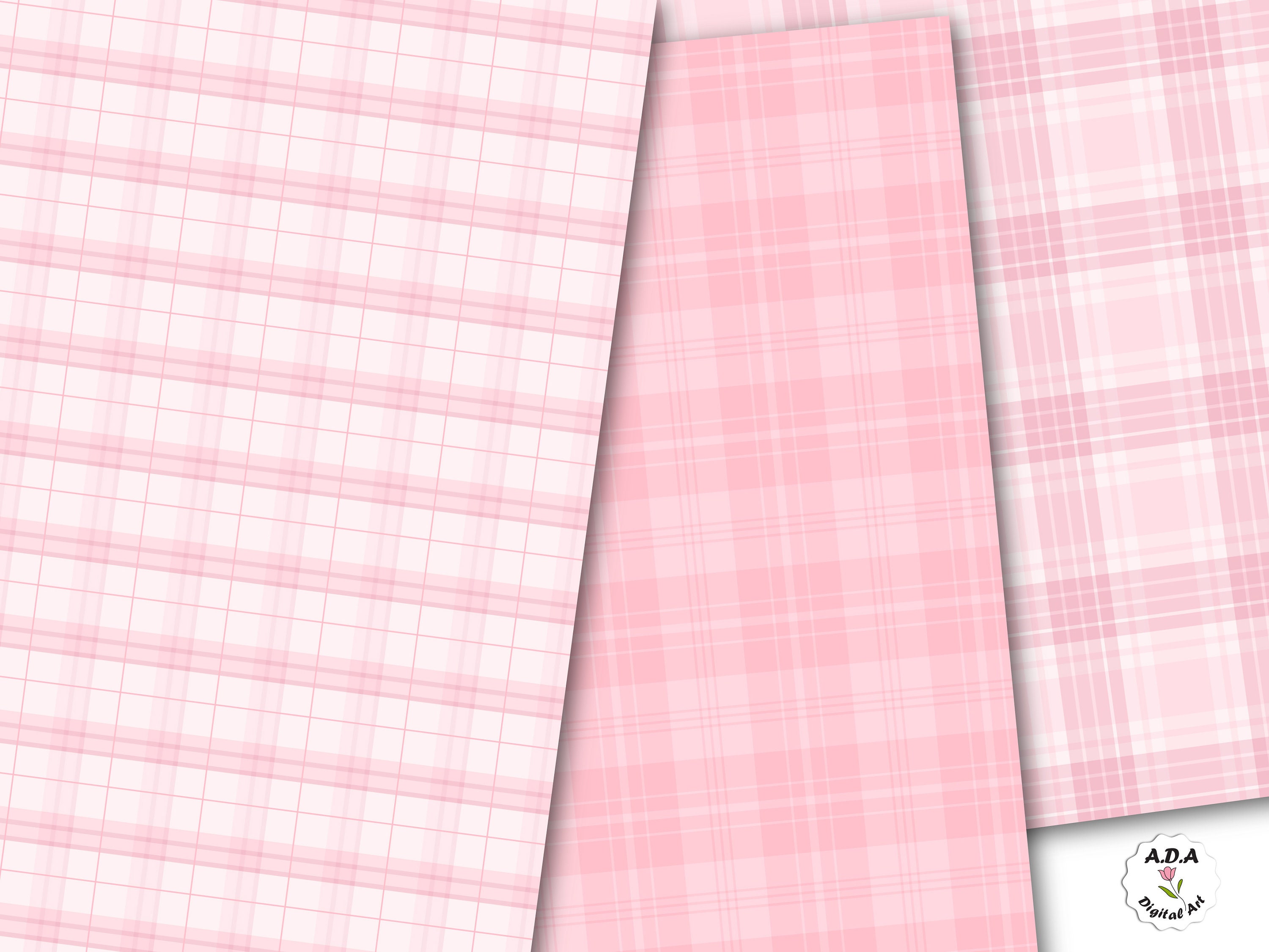 Pink Plaid Digital Paper Pack, Plaid Background, Digital Baby Pink ...