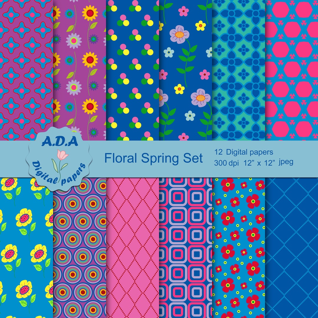 Floral Spring Paper Pack, Floral Scrapbook Paper, Flower Paper, Floral ...