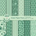 Green Digital Paper, Green Floral Pattern, Green Scrapbook Paper, Green ...