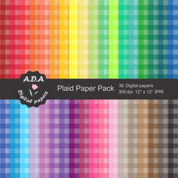 Plaid Pattern Printable Digital Paper Pack Plaid Colors - Etsy