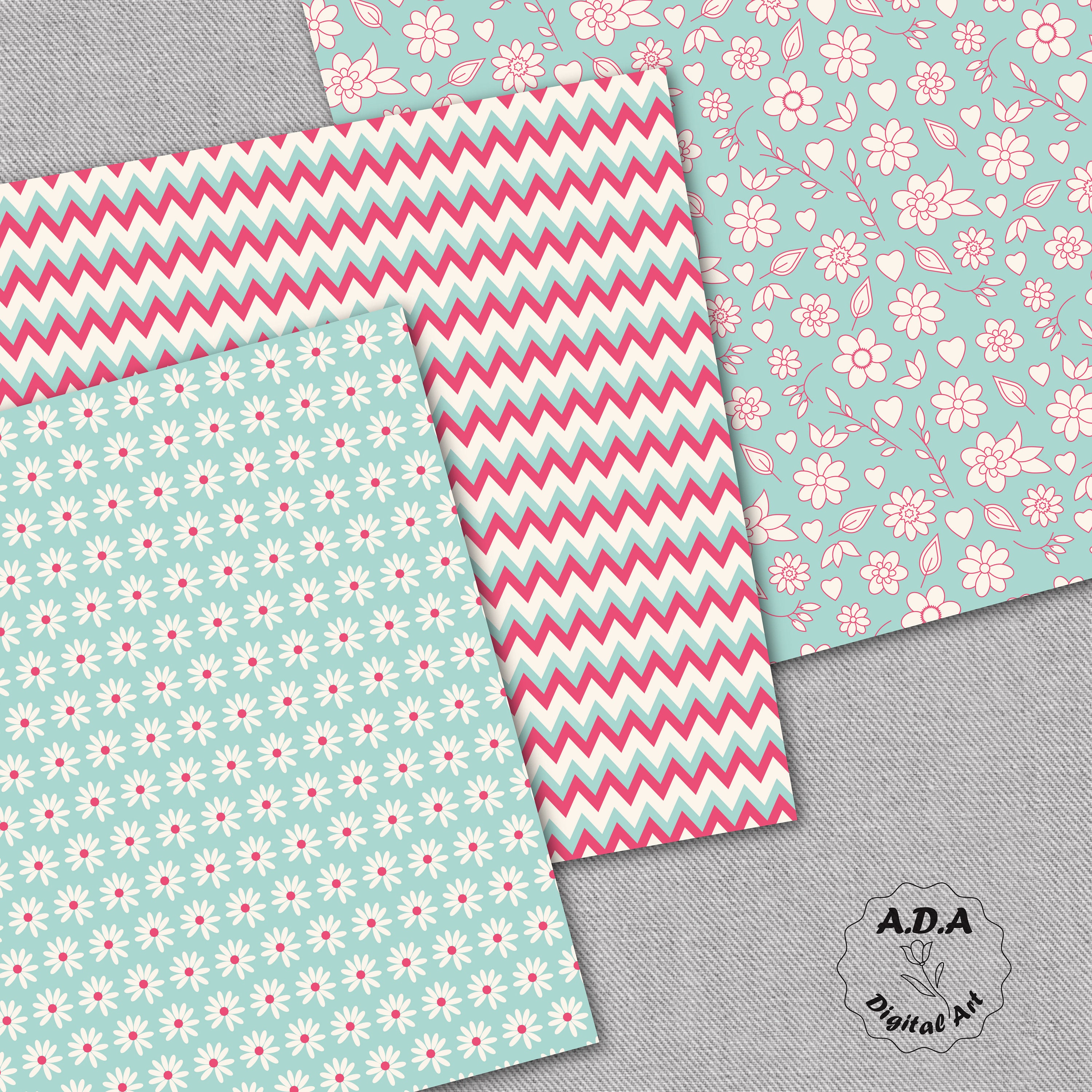 Red and Blue Digital Paper Pack, Red and Light Blue Scrapbook Paper ...