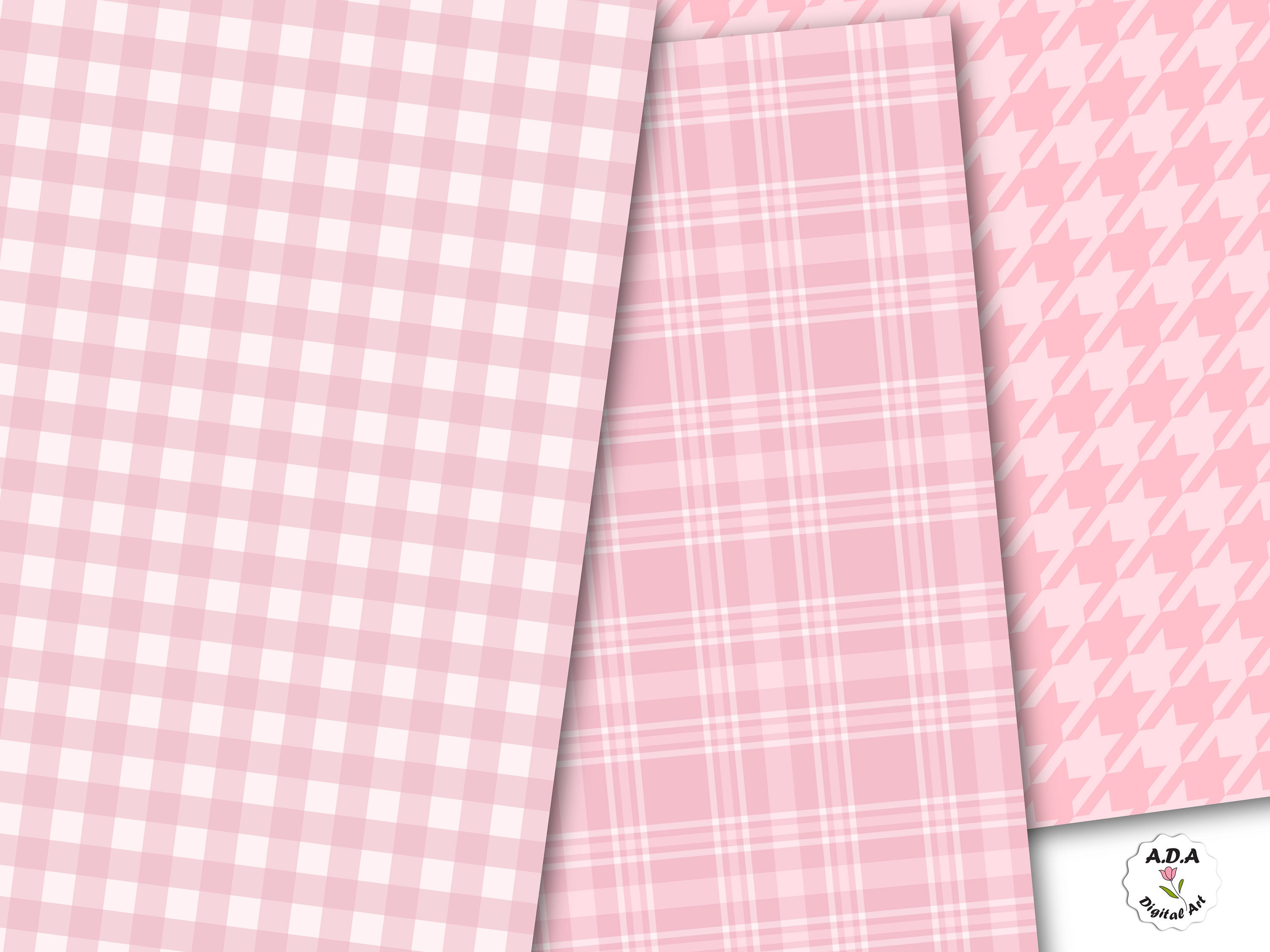 Pink Plaid Digital Paper Pack, Plaid Background, Digital Baby Pink ...
