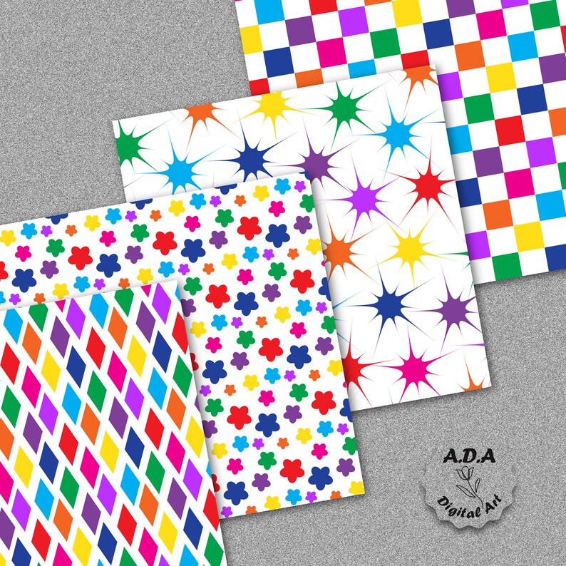 Colorful Rainbow Party Digital Paper Pack, Party Decoration, Rainbow ...