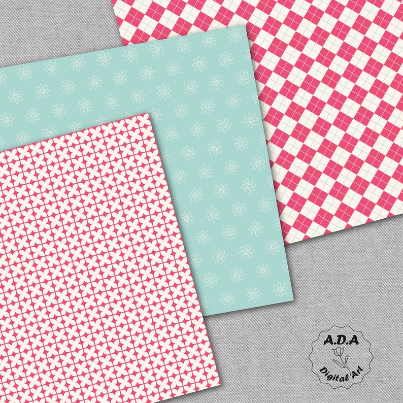 Red and Blue Digital Paper Pack, Red and Light Blue Scrapbook Paper ...