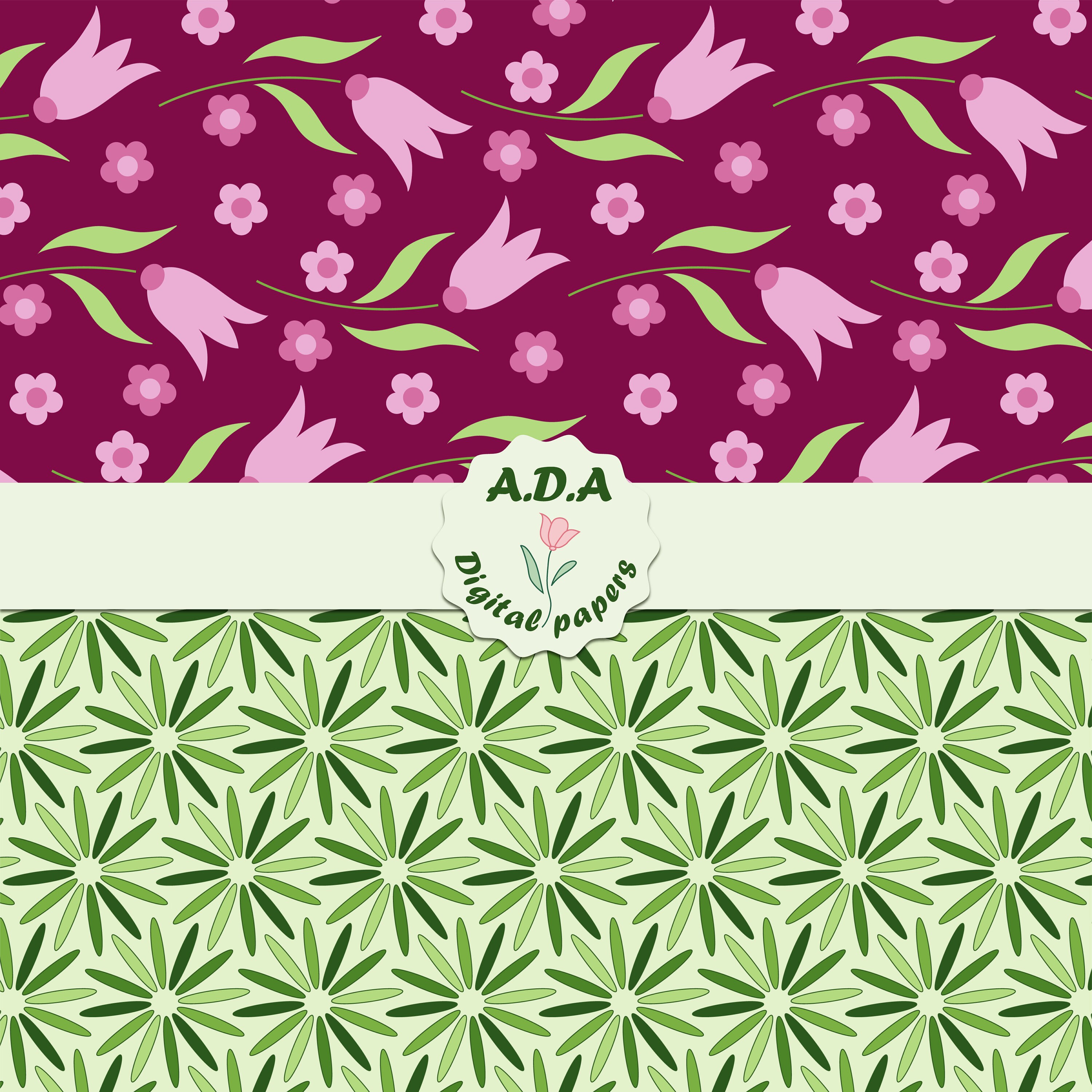 Pink and Green Digital Paper Pack Pink and Green Scrapbooking - Etsy UK