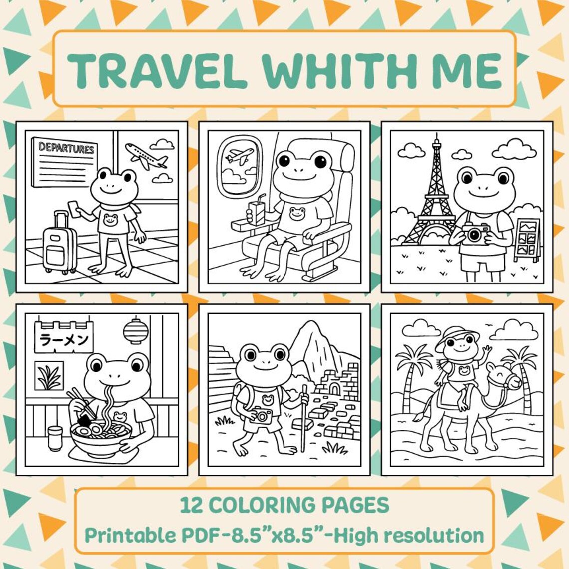 Printable Traveling Coloring Pages for Kids, 12 Cute Printable PDF ...