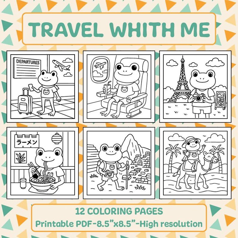 Printable Traveling Coloring Pages for Kids, 12 Cute Printable PDF ...