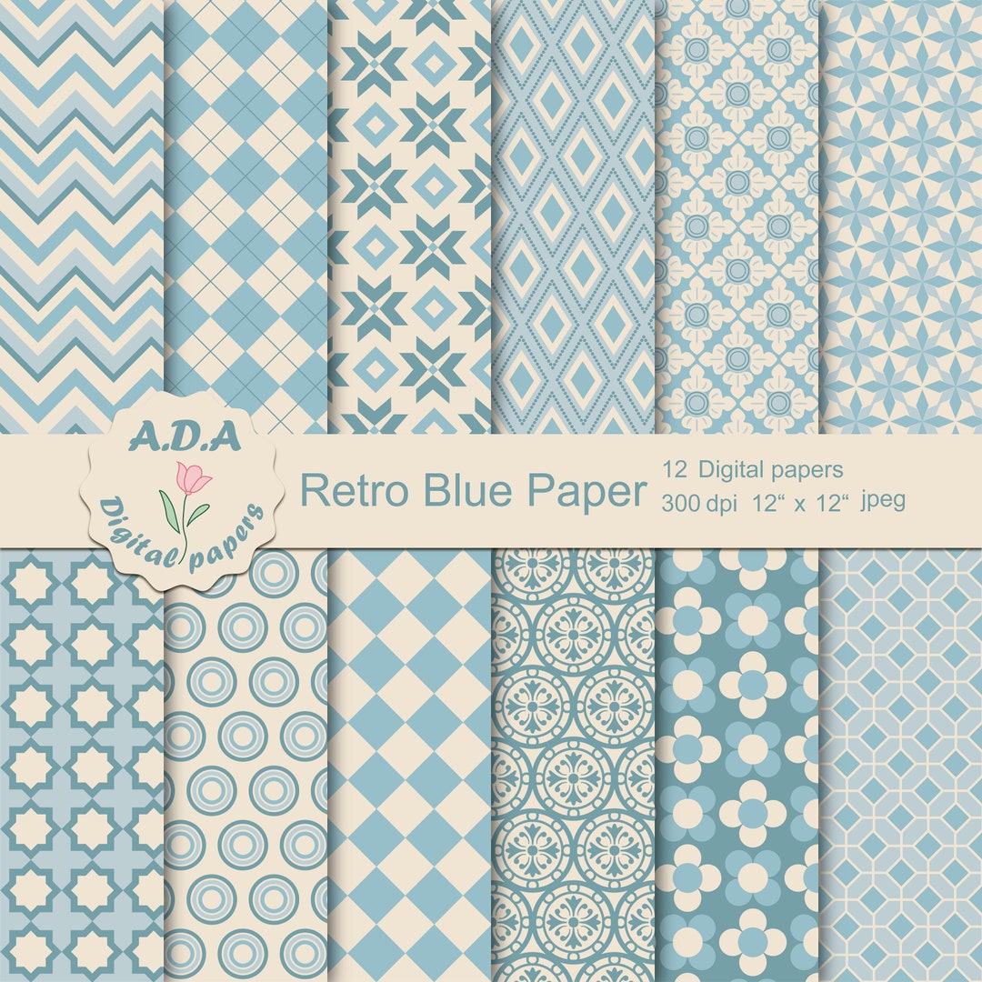 Retro Blue Paper, Blue Vintage Background, Retro Blue Scrapbook Paper ...