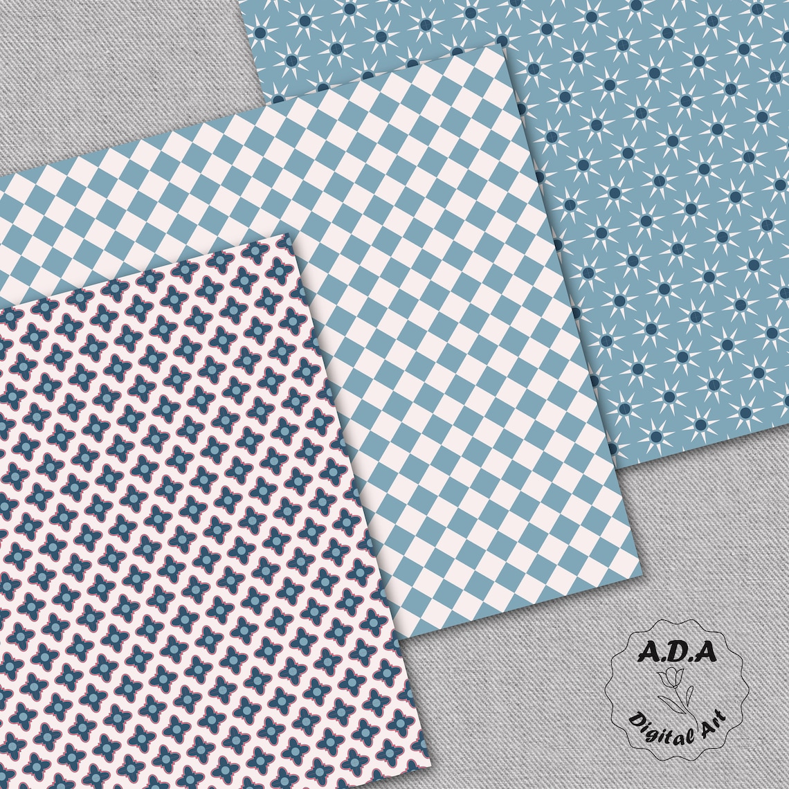 Blue Digital Paper Pack, Light Blue Scrapbook Paper, Blue Background ...