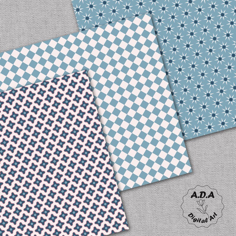 Blue Digital Paper Pack, Light Blue Scrapbook Paper, Blue Background ...