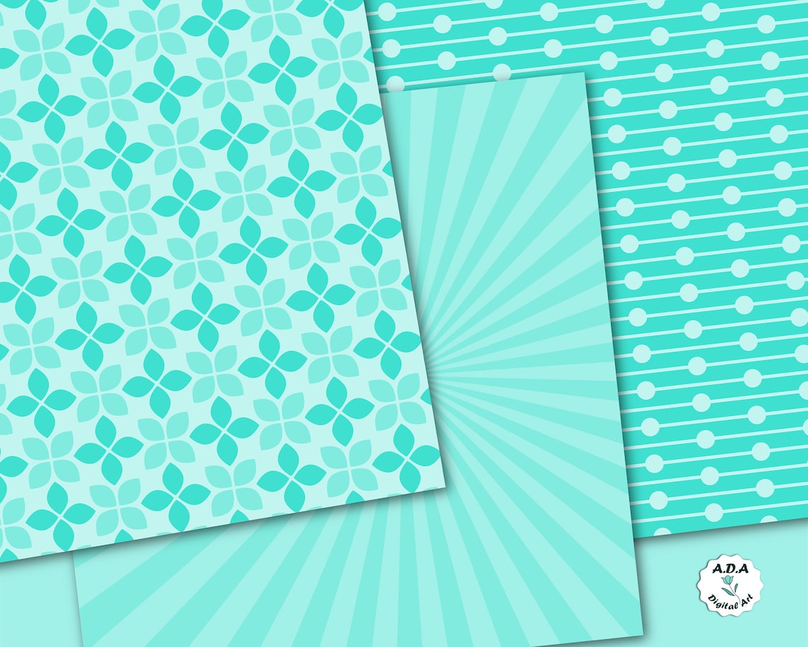 Turquoise Blue Paper, Turquoise Geometric Pattern, Printable Digital ...