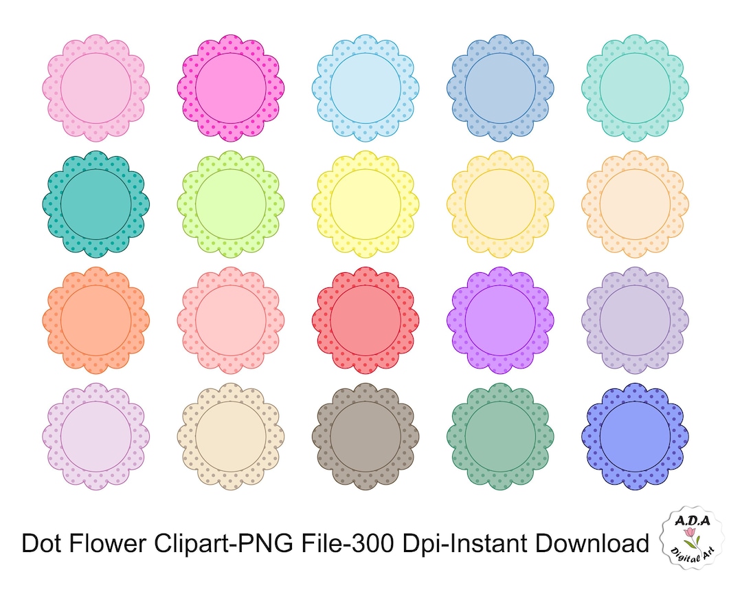 Colorful Dot Flower Clipart, Flower Clip Art, Flower With Dot Pattern ...