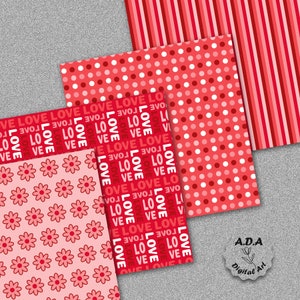 Valentine Digital Paper Pack, Valentine Red and Pink Background ...