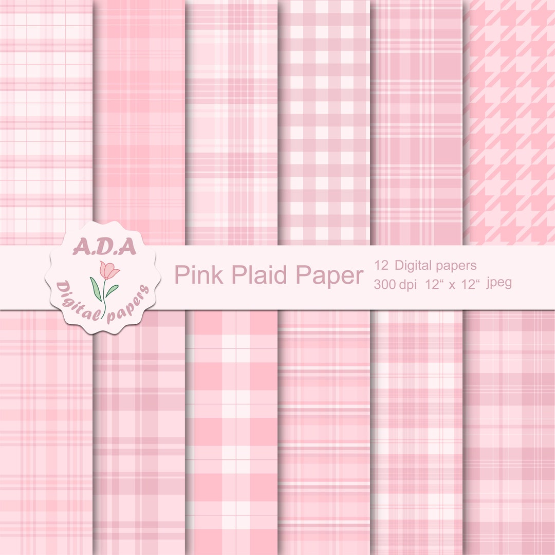 Pink Plaid Digital Paper Pack, Plaid Background, Digital Baby Pink ...
