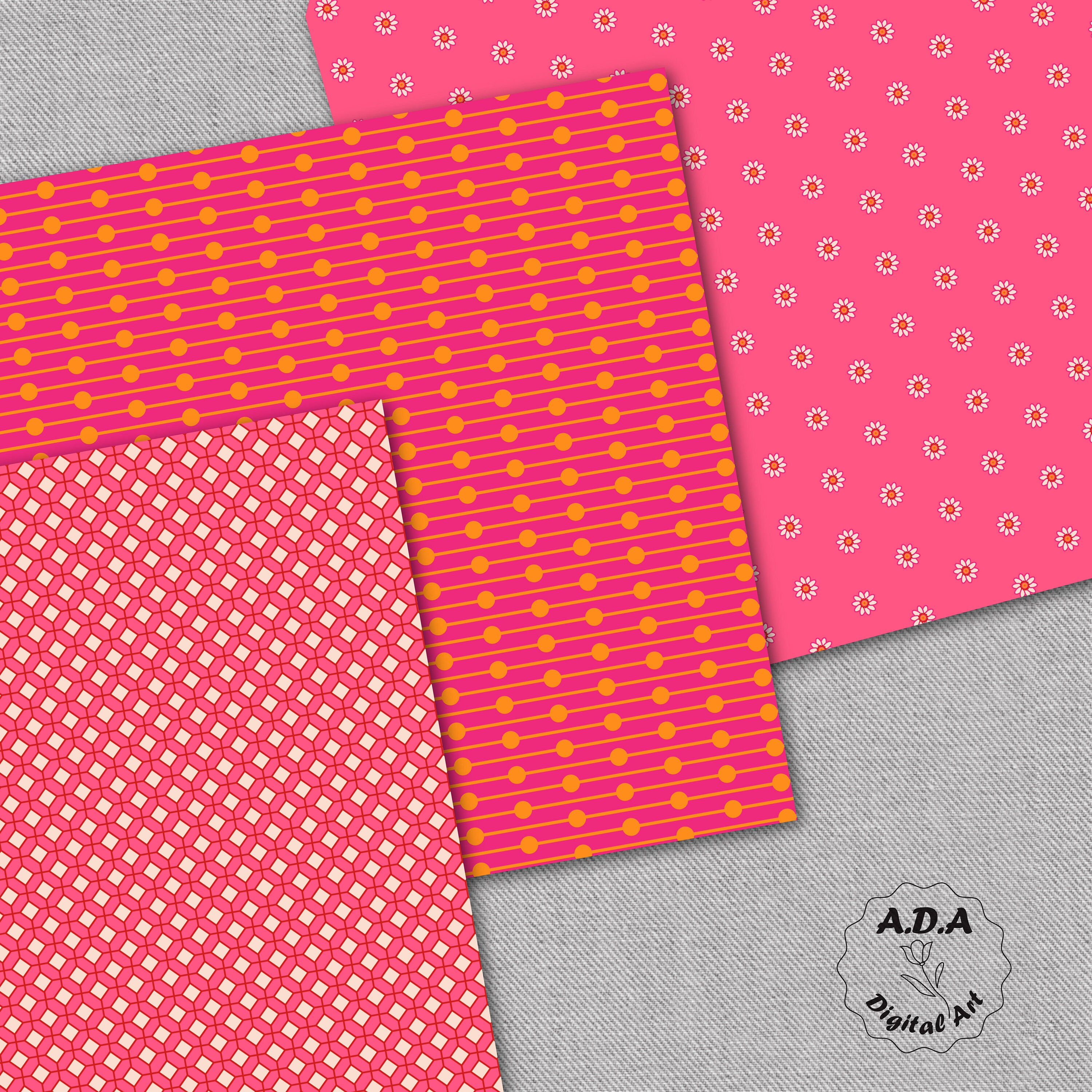 Orange and Pink Digital Paper Pack, Orange and Pink Scrapbooking Paper ...