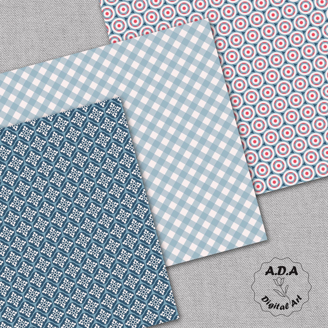 Blue Digital Paper Pack, Light Blue Scrapbook Paper, Blue Background ...