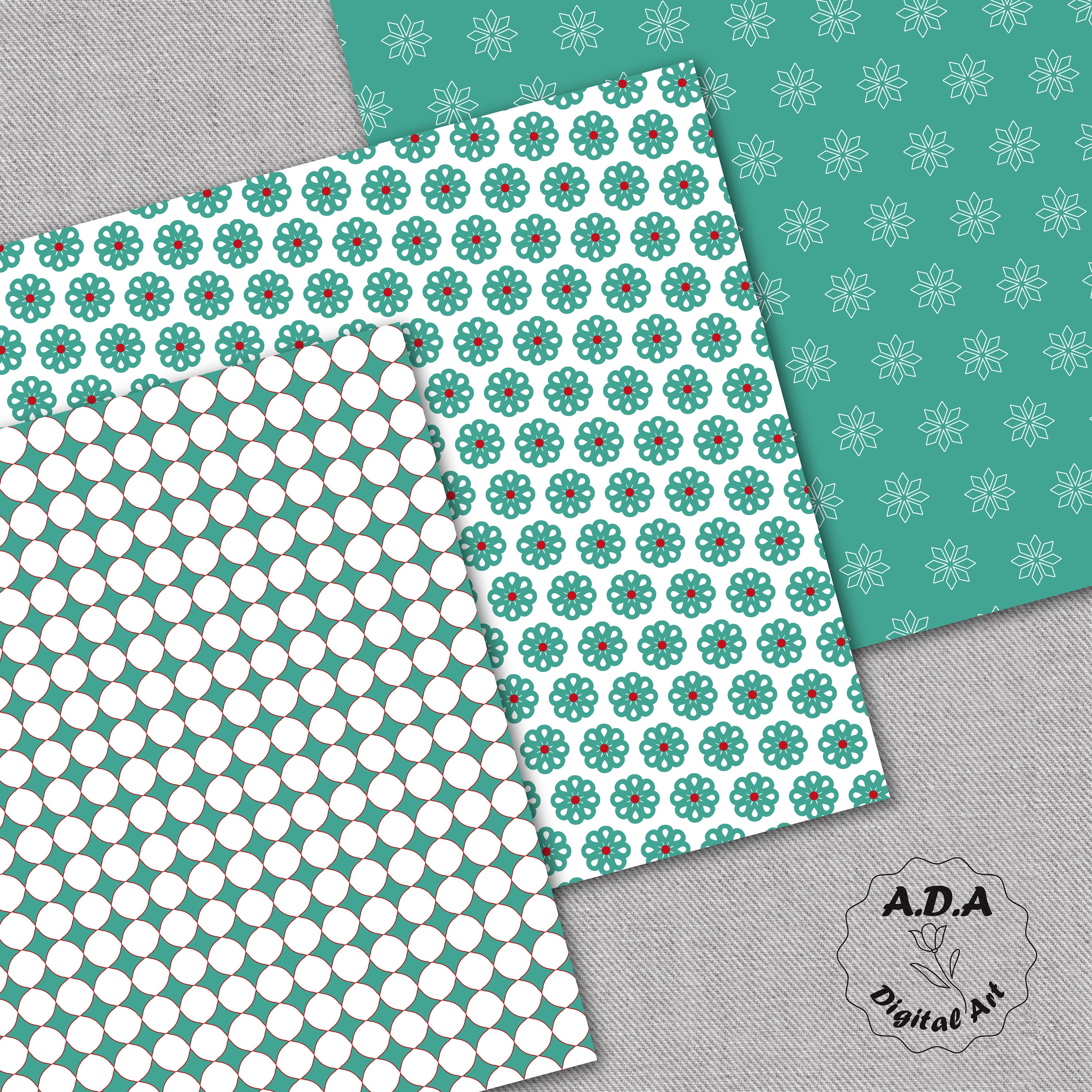Vintage Turquoise Printable Digital Paper Pack, Turquoise, Red and ...