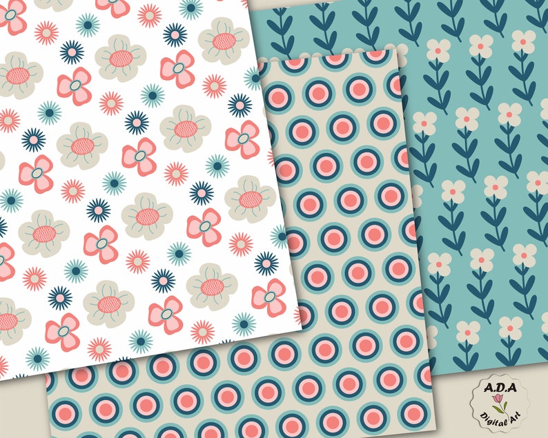 Bright Floral Printable Digital Paper, Floral Pattern, Floral ...